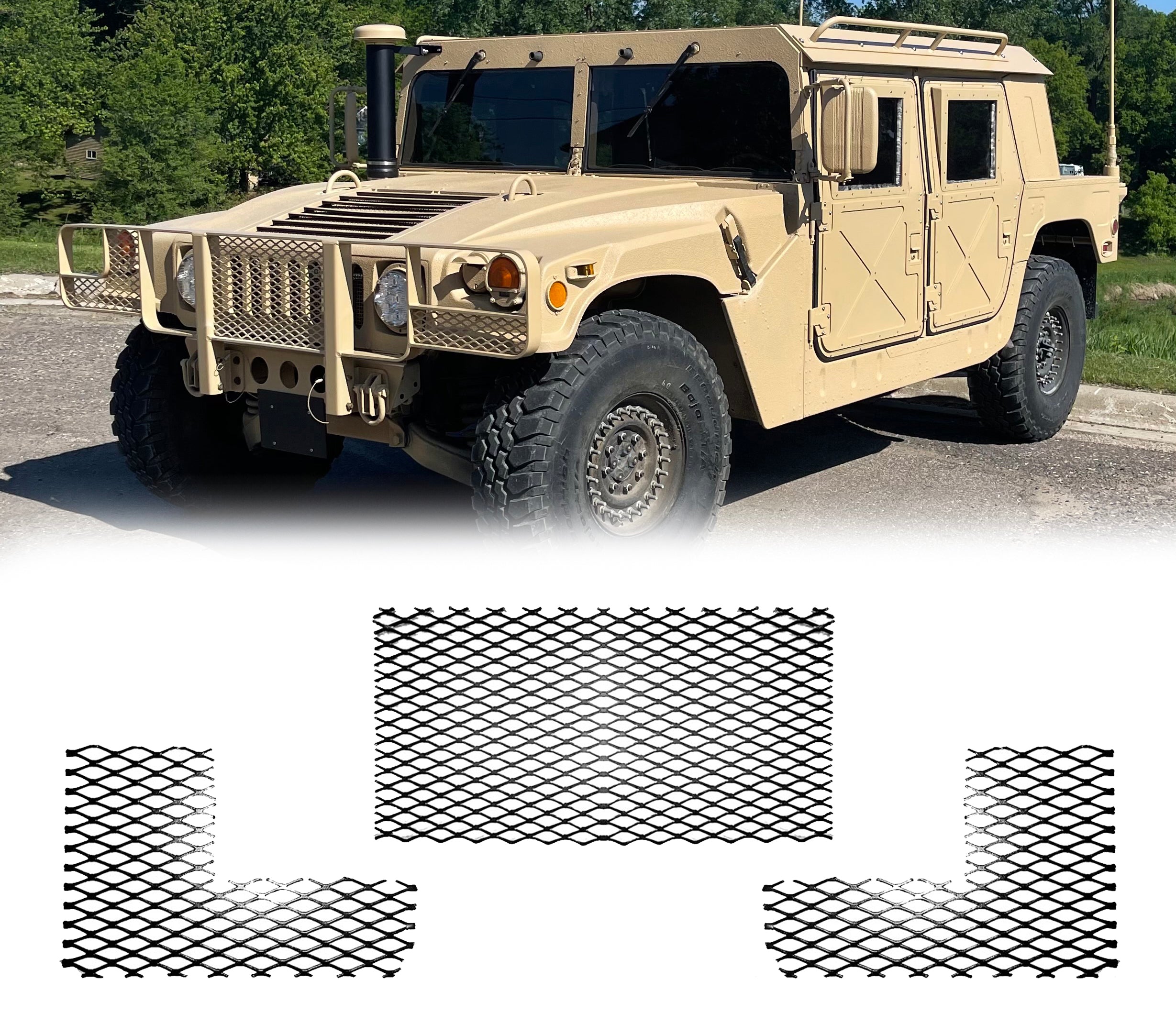 Luverne Brush Guard Military 3pc Screen Kit fits Humvee Military M998 ...