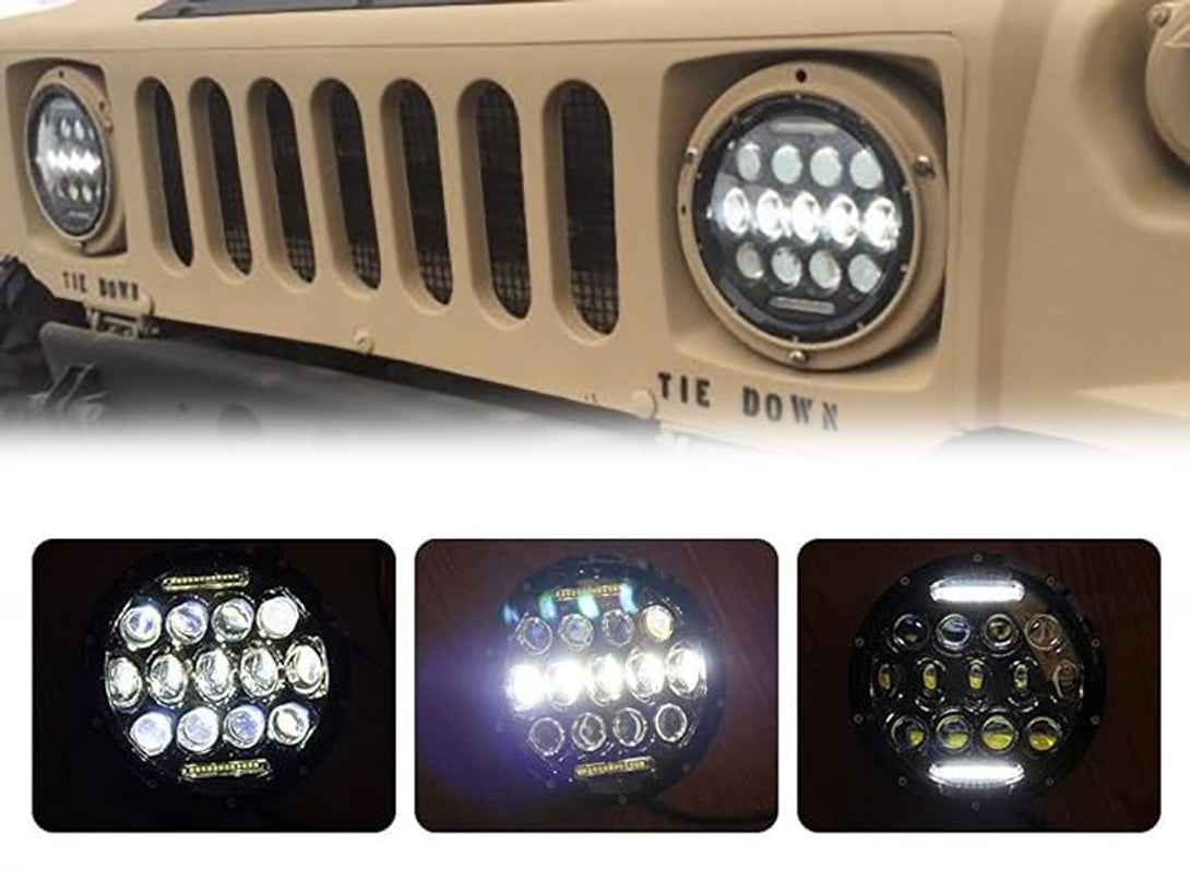 L.E.D. Military Headlights with Black Bezel | Federal Military Parts ...